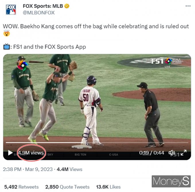 '껌 논란' 강백호, WBC 황당 세리머니死… 美 SNS 조회수 500만 육박 - 머니S