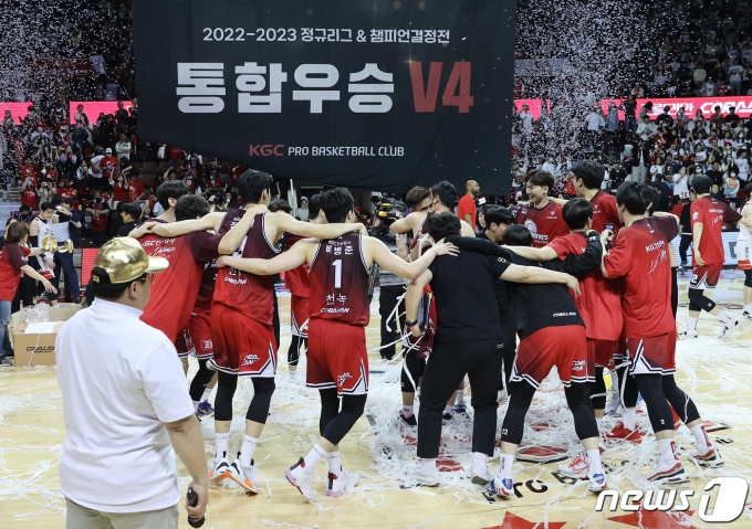 [사진] 안양 KGC '통합우승 V4' - 머니S