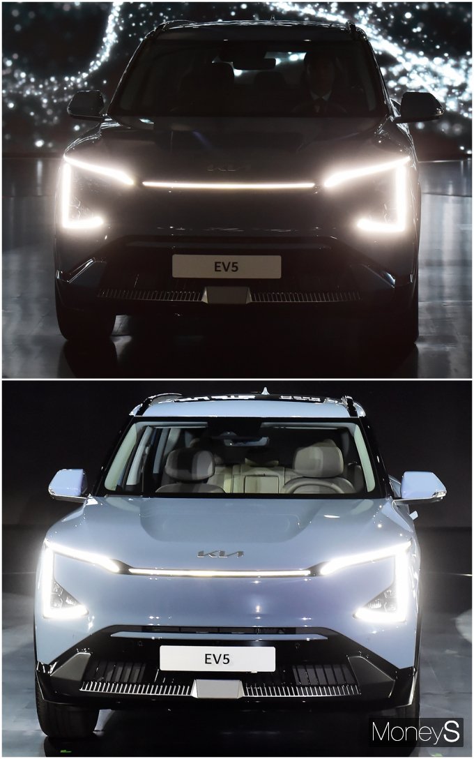 [머니S포토] 준중형 전동화 SUV 'EV5' 어둠속을 뚫고 나오다 - 머니S